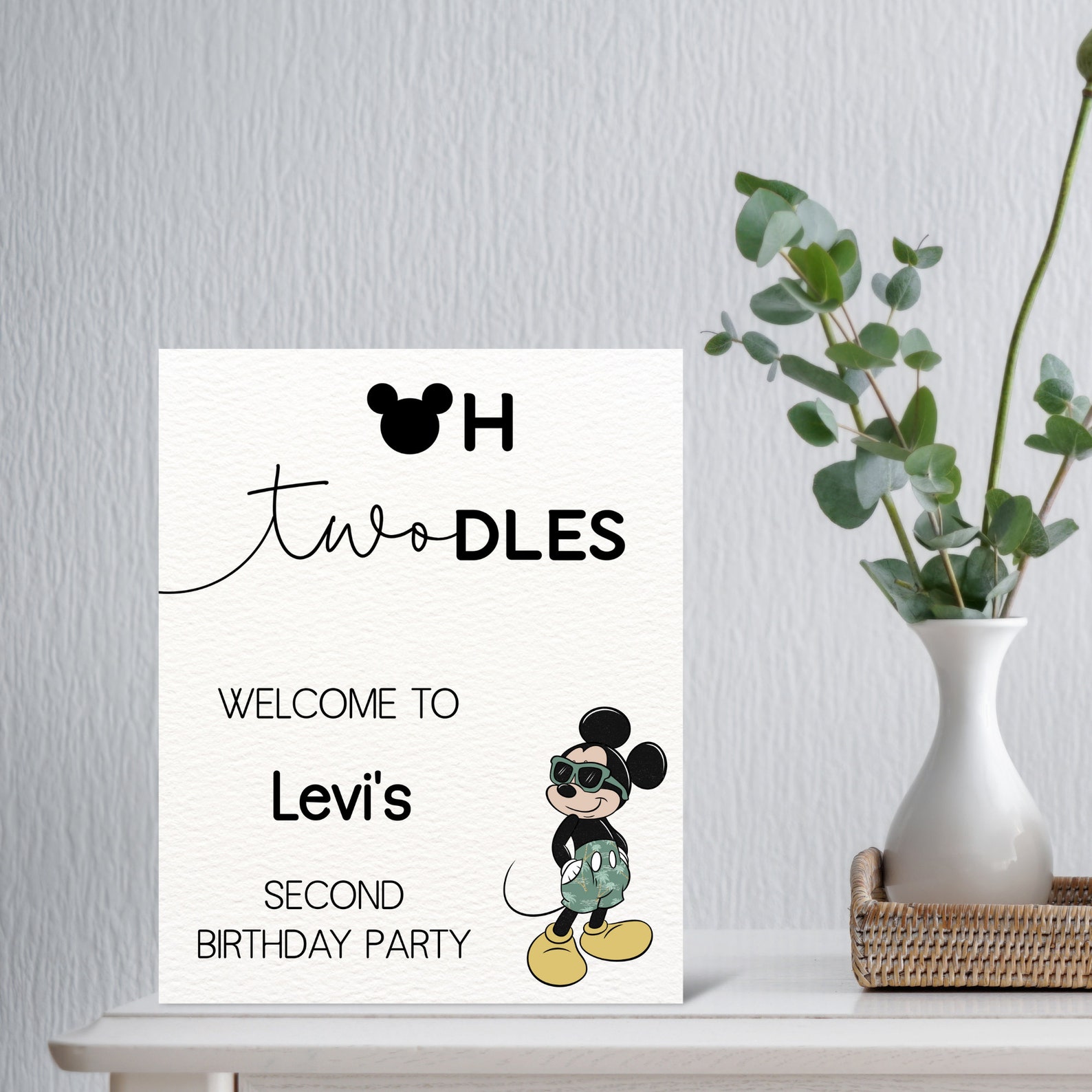 EDITABLE Mouse Birthday Welcome Sign, Boys 2nd Bday Welcome Sign ...