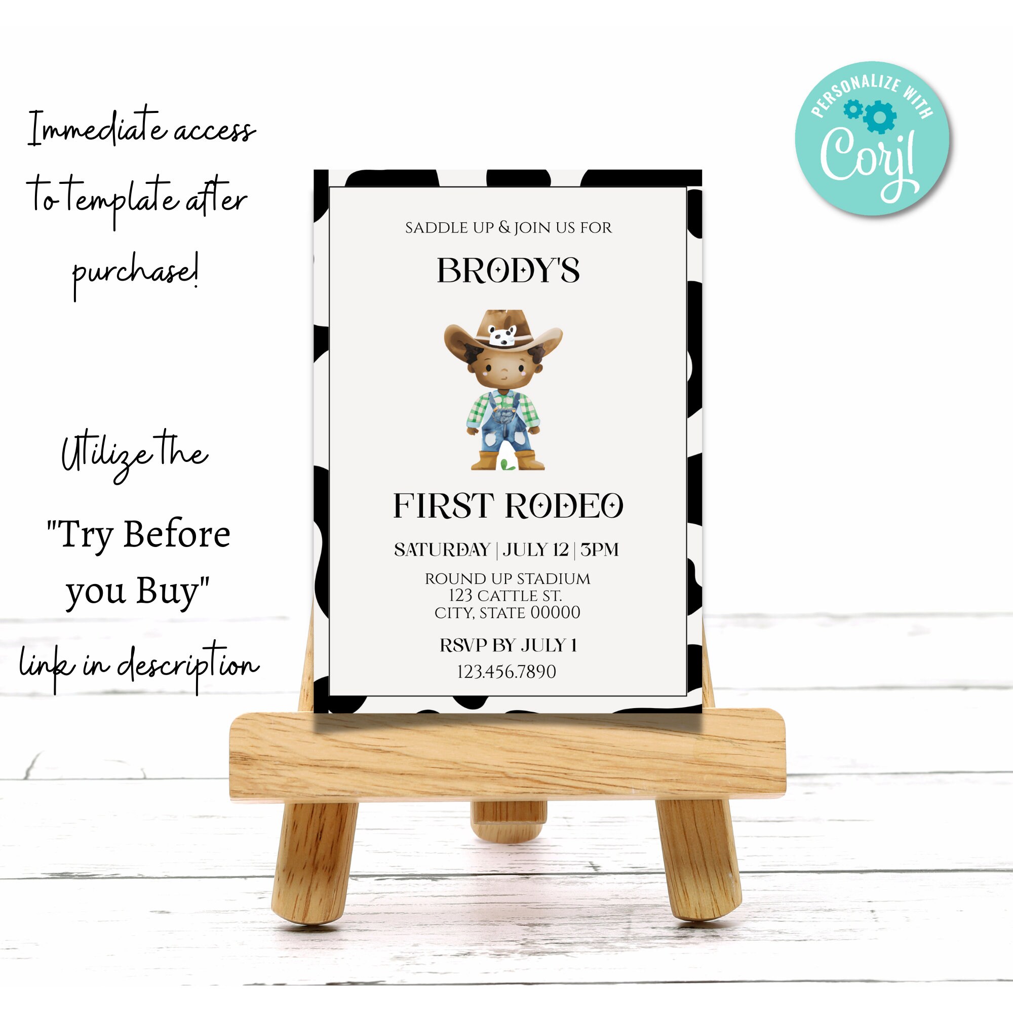 Editable 1st Rodeo Birthday Invitation Template Our Little - Etsy