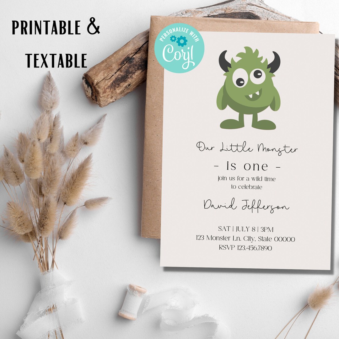 Editable Little Monster Birthday Invitation (digital Download) - Etsy