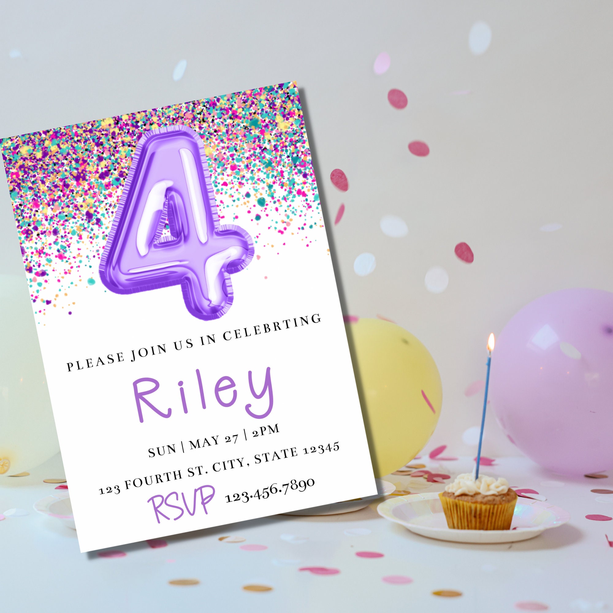 EDITABLE 4th Birthday Party Invitation Template Fourth - Etsy