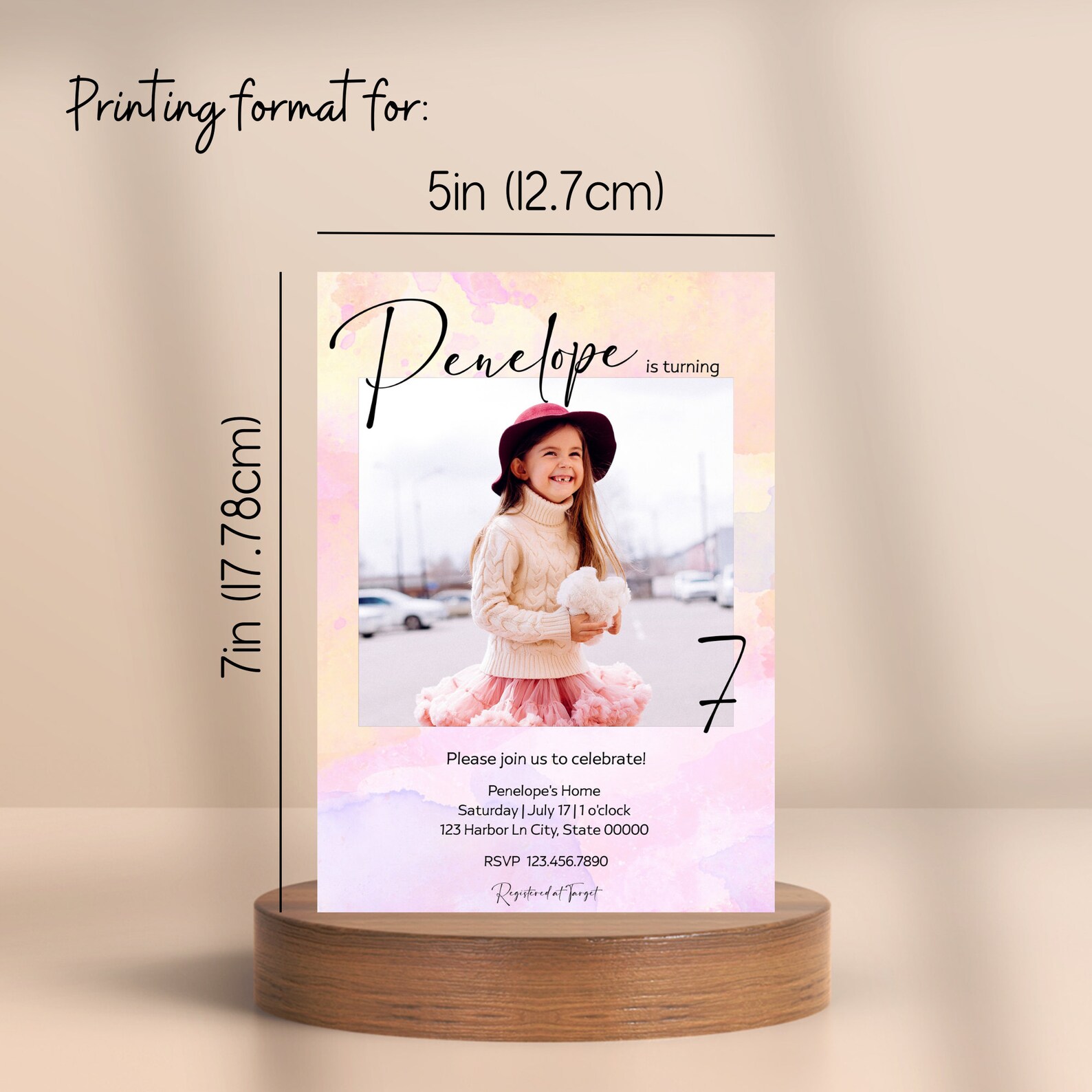 Editable ANY Age Minimal Birthday Invite, Girls Birthday Invitation ...