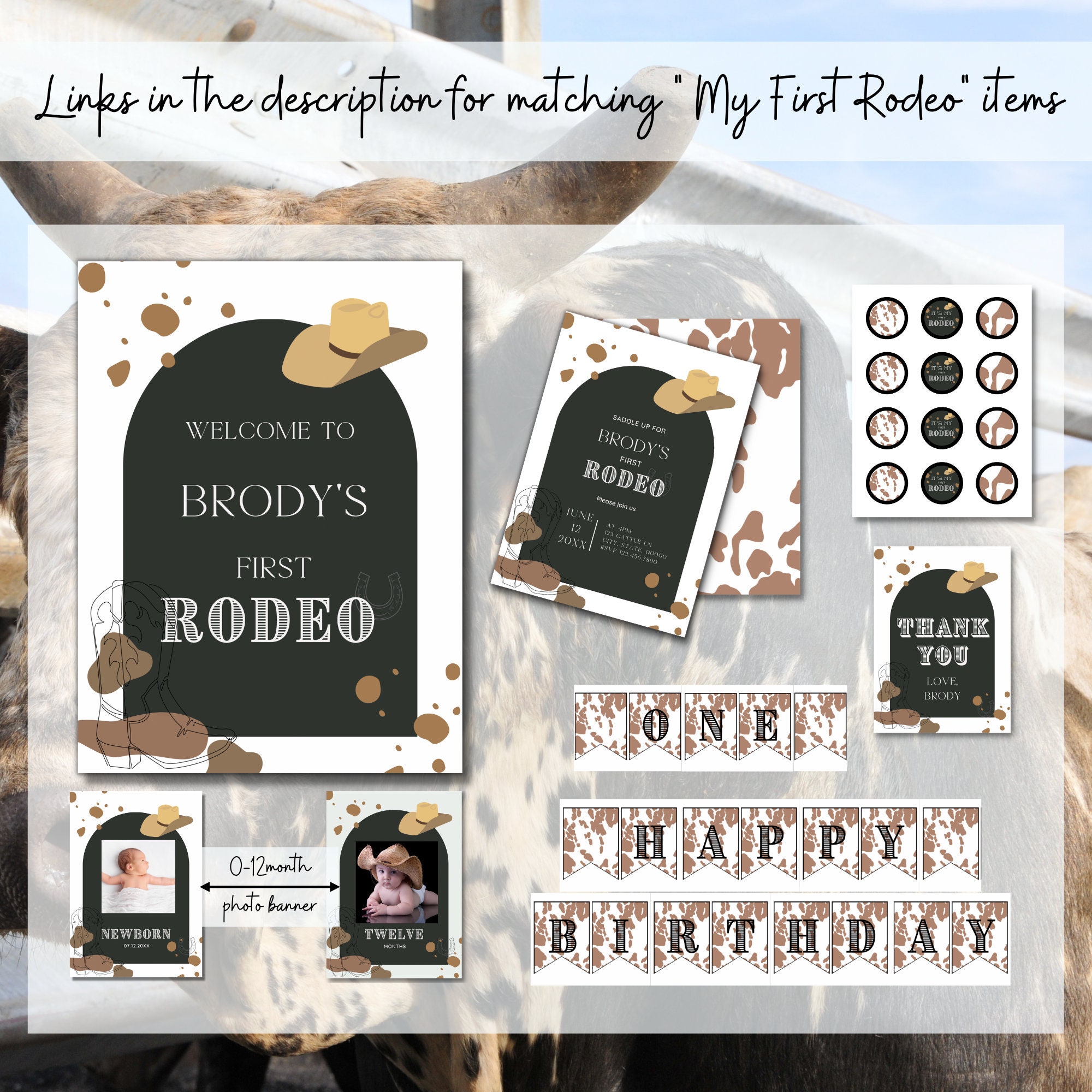 INSTANT Download Happy Birthday Rodeo Banner Digital Cowboy Cowgirl ...
