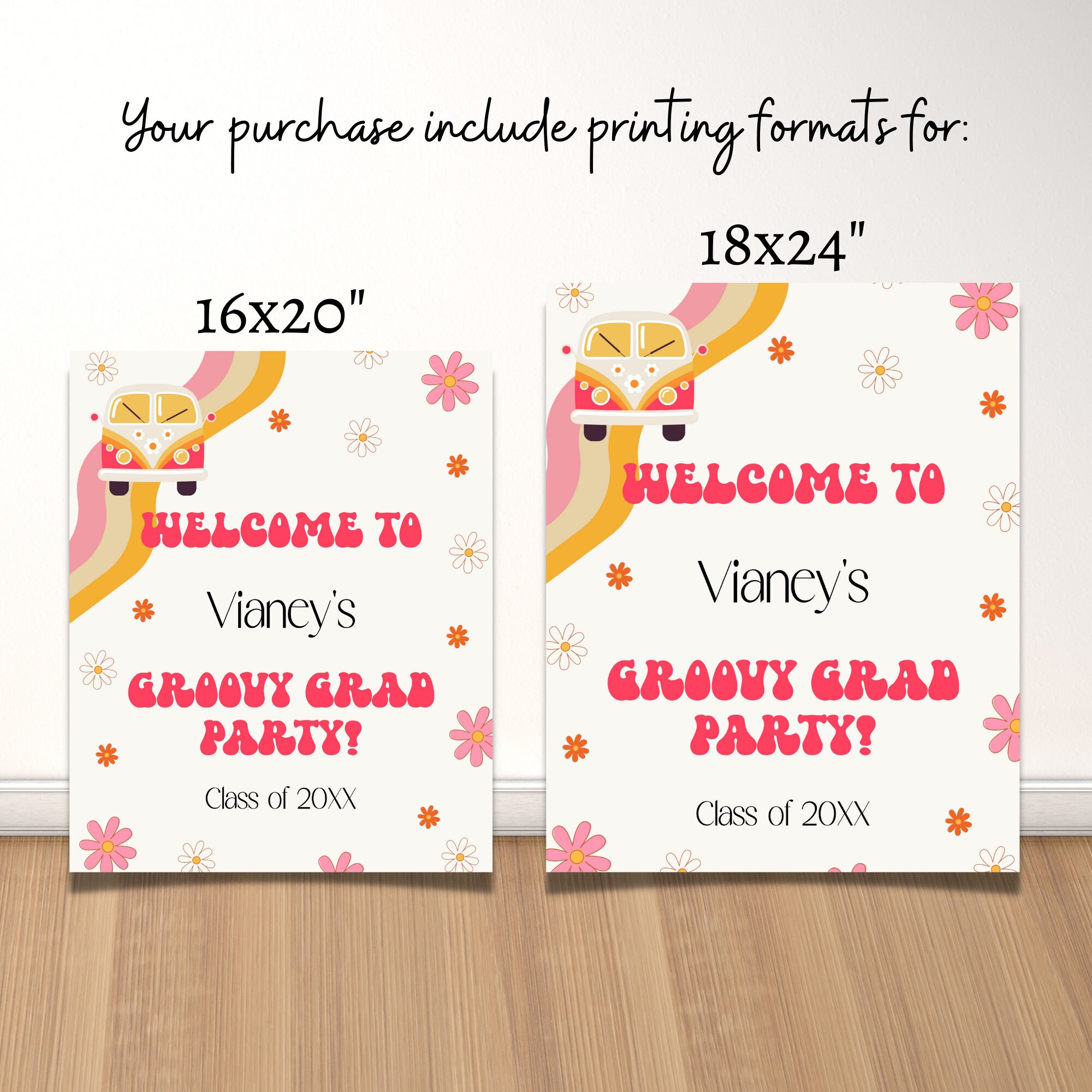Editable Groovy Grad Party Welcome Sign (16x20, 18x24) (corjl) - Etsy
