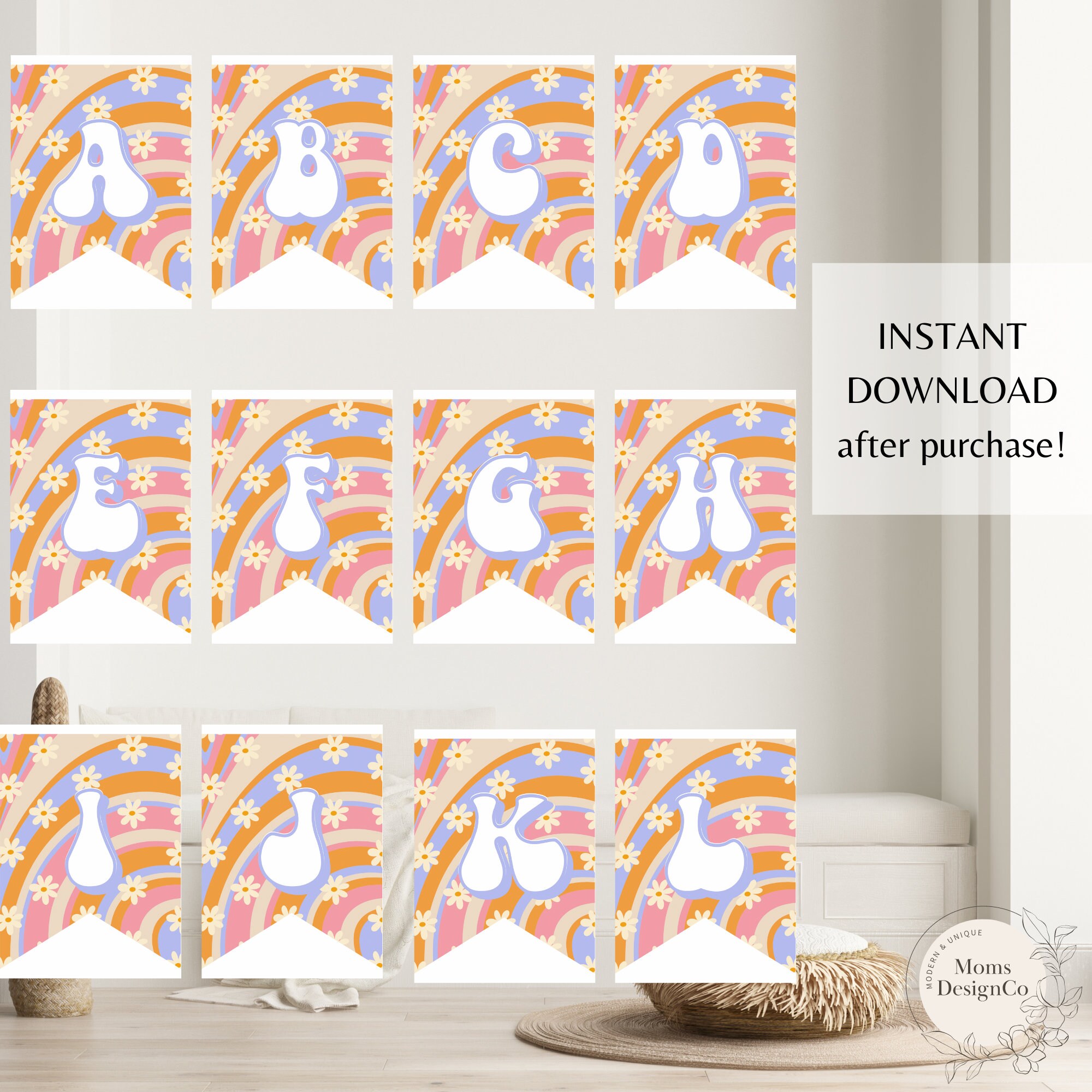 DIY Groovy Banner Hippy Banner Retro Banner Digital Edit - Etsy