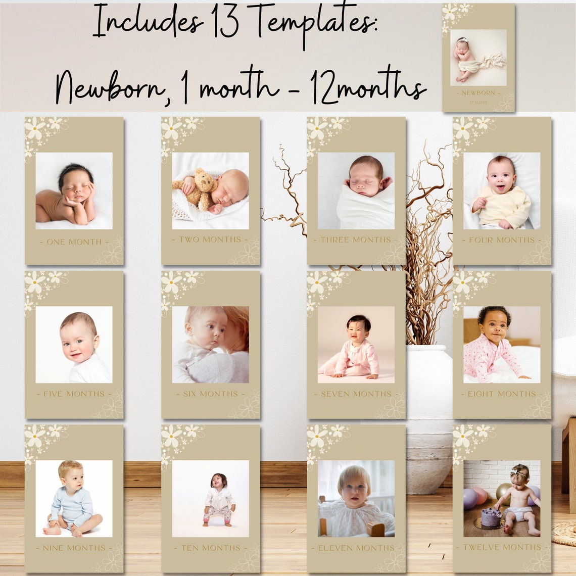 Editable Monthly Milestone Photo Cards: Wild ONE Decor (digital ...