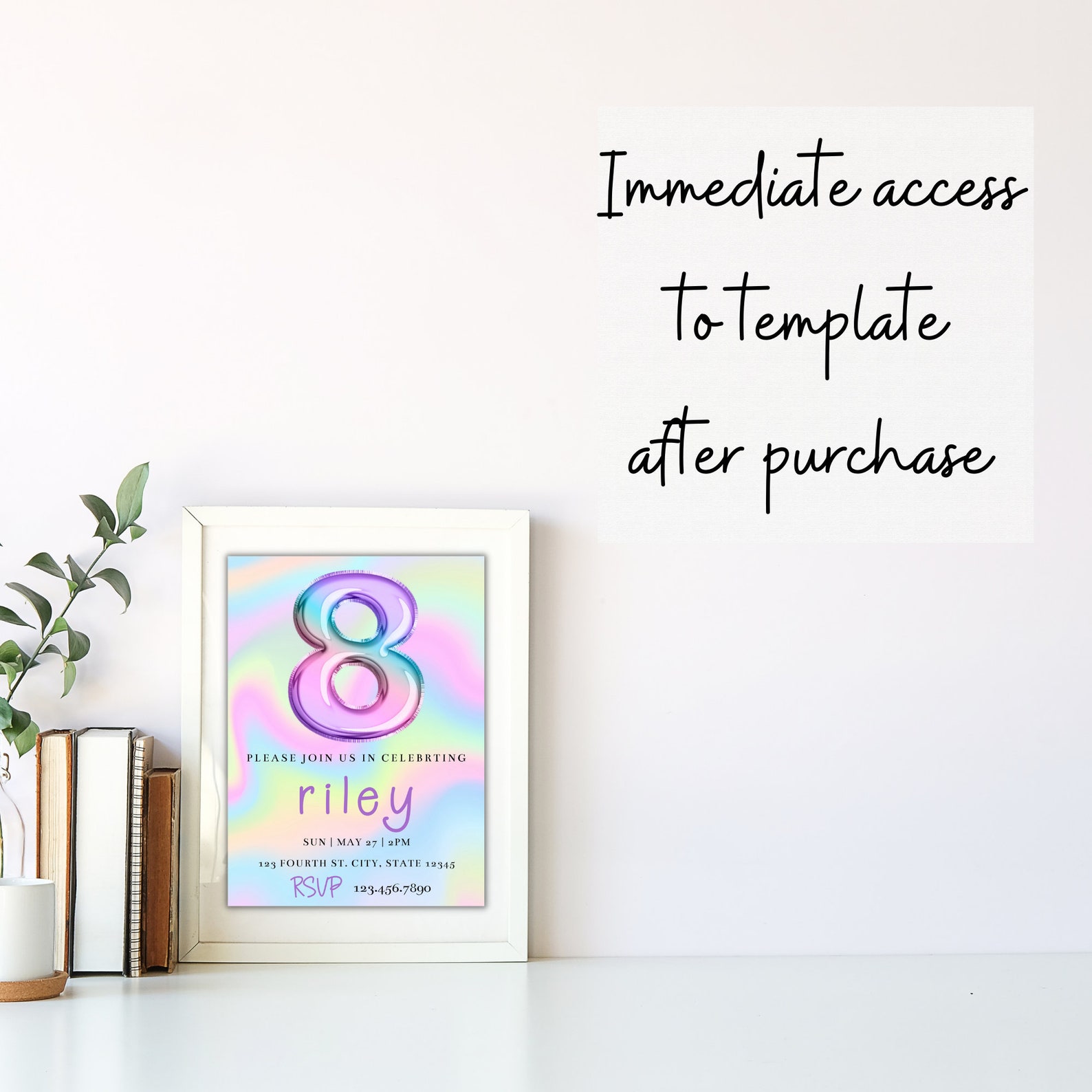 EDITABLE 8th Birthday Party Invitation Template, Eighth Birthday ...