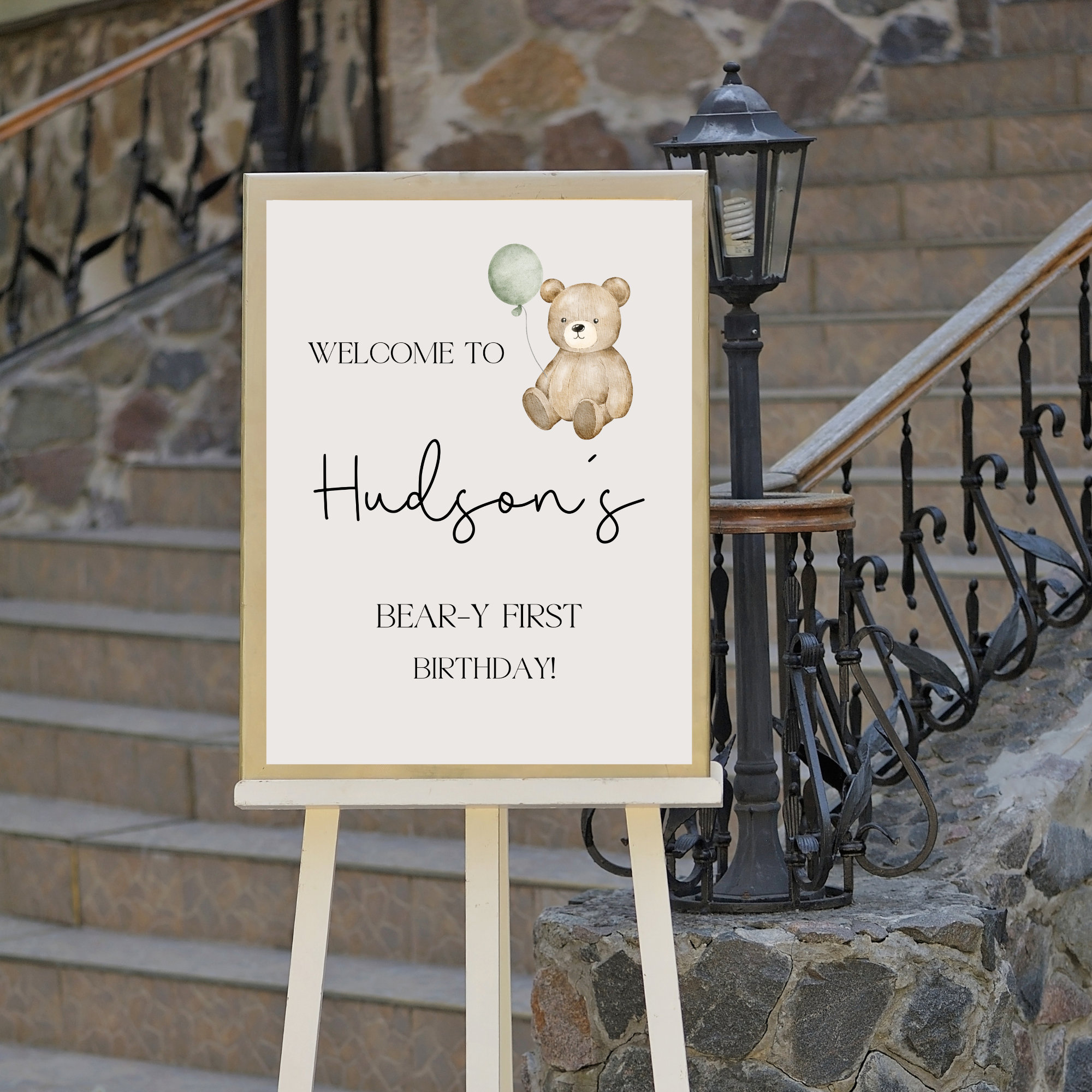 EDITABLE Beary First Birthday Welcome Sign, Bear Birthday, Beary First ...