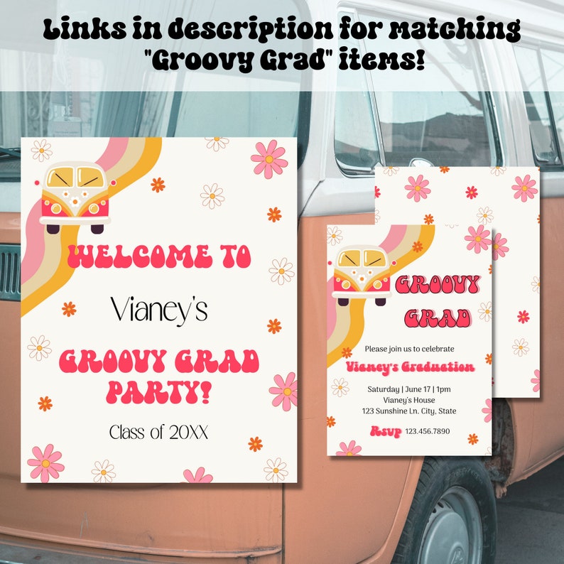 Editable Groovy Grad Party Welcome Sign (16x20, 18x24) (corjl) - Etsy