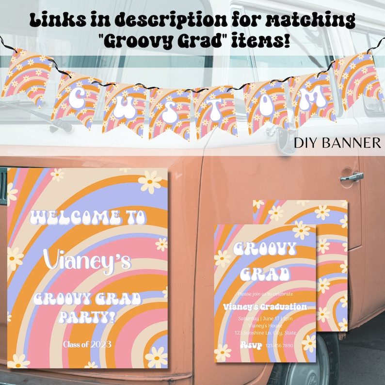 DIY Groovy Banner Hippy Banner Retro Banner Digital Edit - Etsy