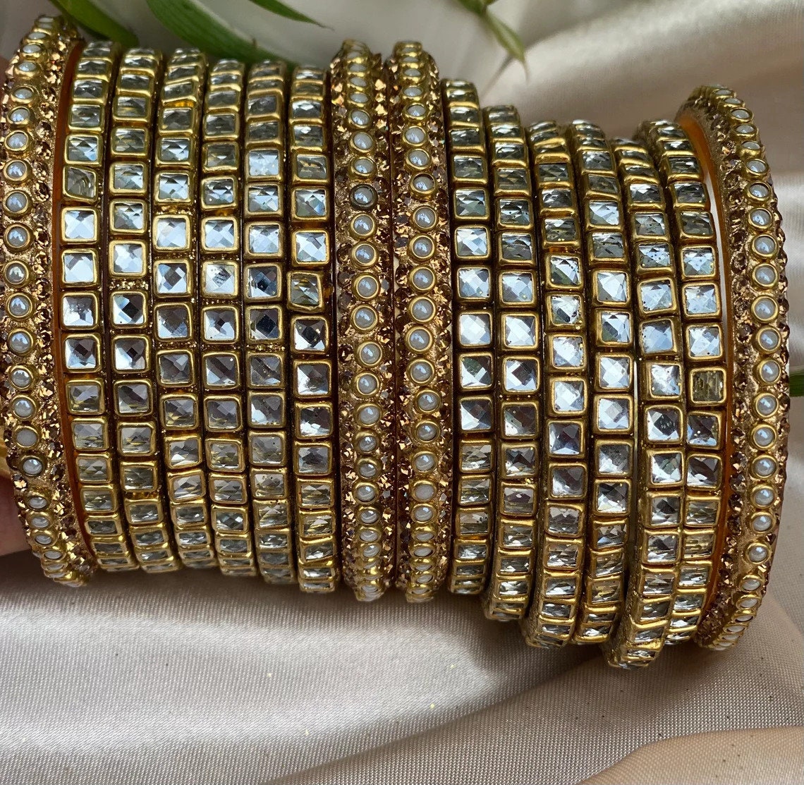 Stunning Indian/punjabi Kundan Bangles/chudiyan Set/ Bangles - Etsy
