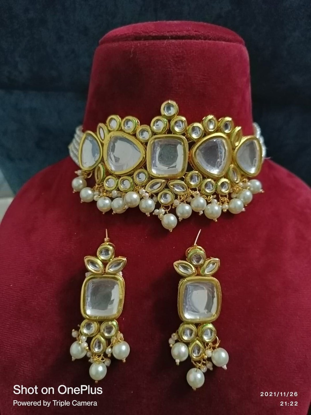 Kundan Jewelry Set / Handmade Indian Jewelry / Kundan Necklace / Kundan ...