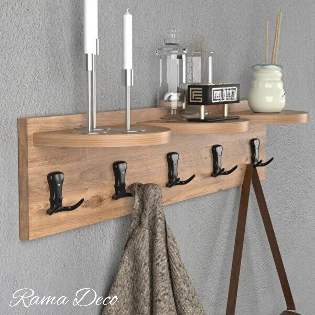 Quality Particle Board Coat Rack Wall Hanger Entryway Organizer Wall ...