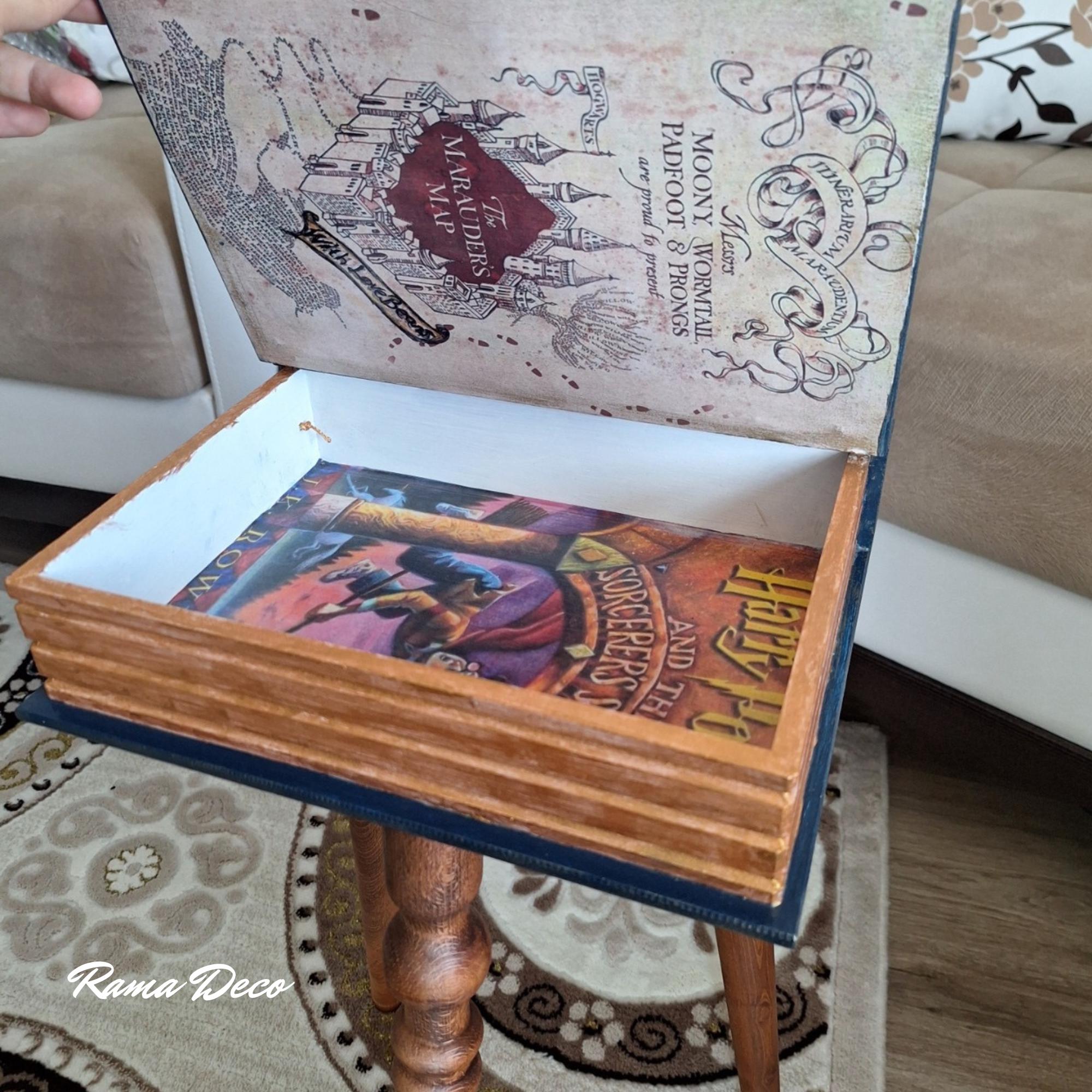 Personalized Wizard Spellbook Table With Hidden Storage | Handcrafted ...