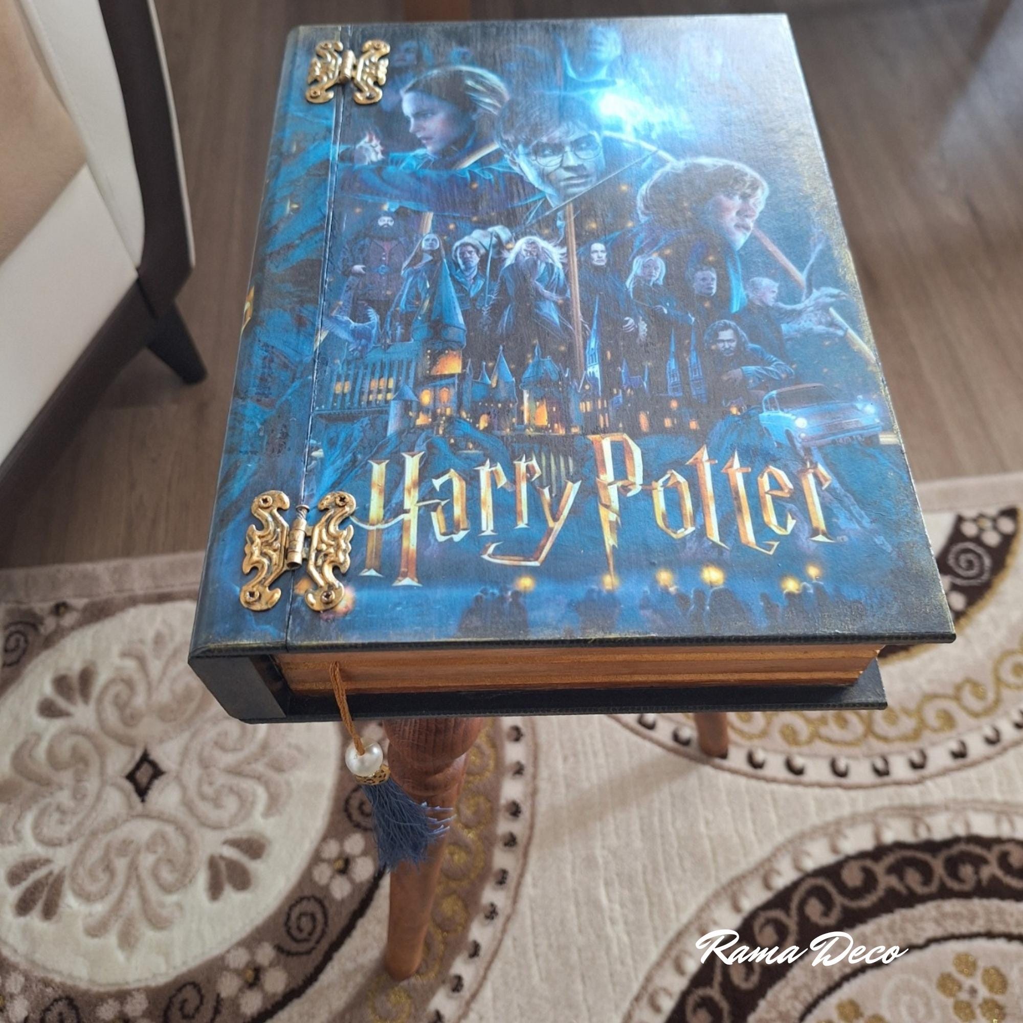 Personalized Wizard Spellbook Table With Hidden Storage | Handcrafted ...