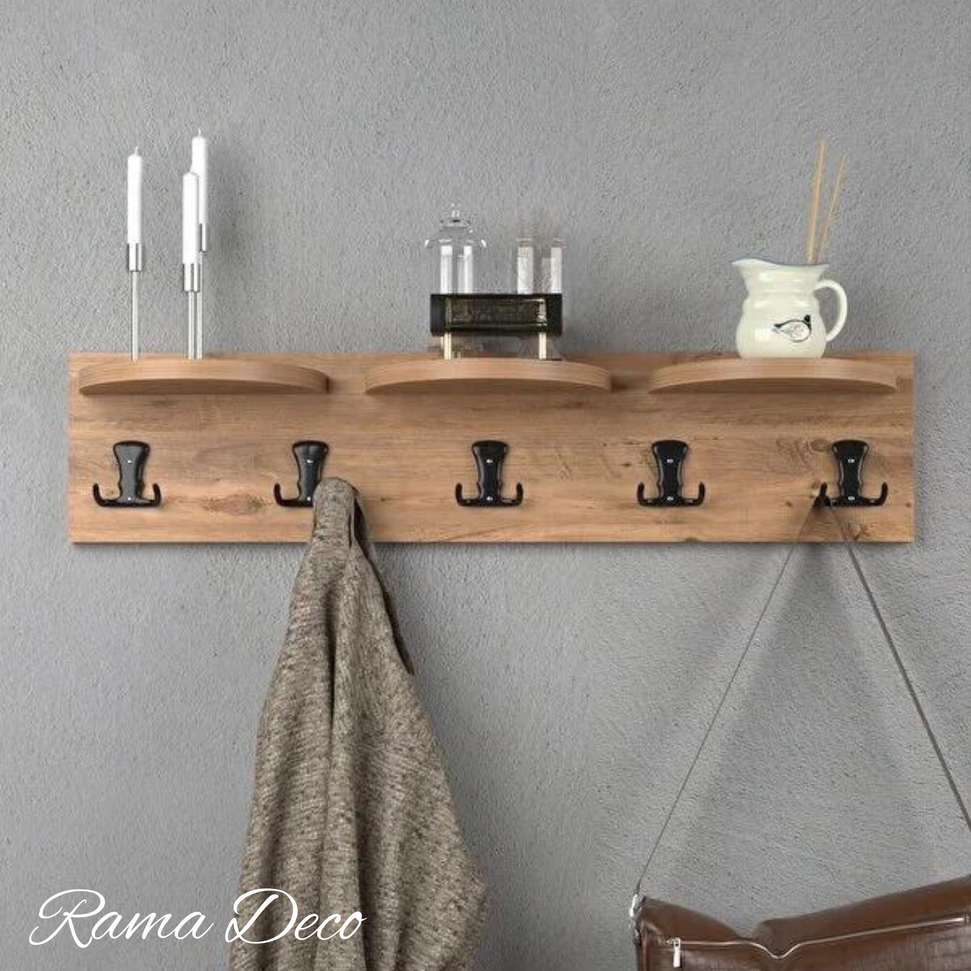 Quality Particle Board Coat Rack Wall Hanger Entryway Organizer Wall ...