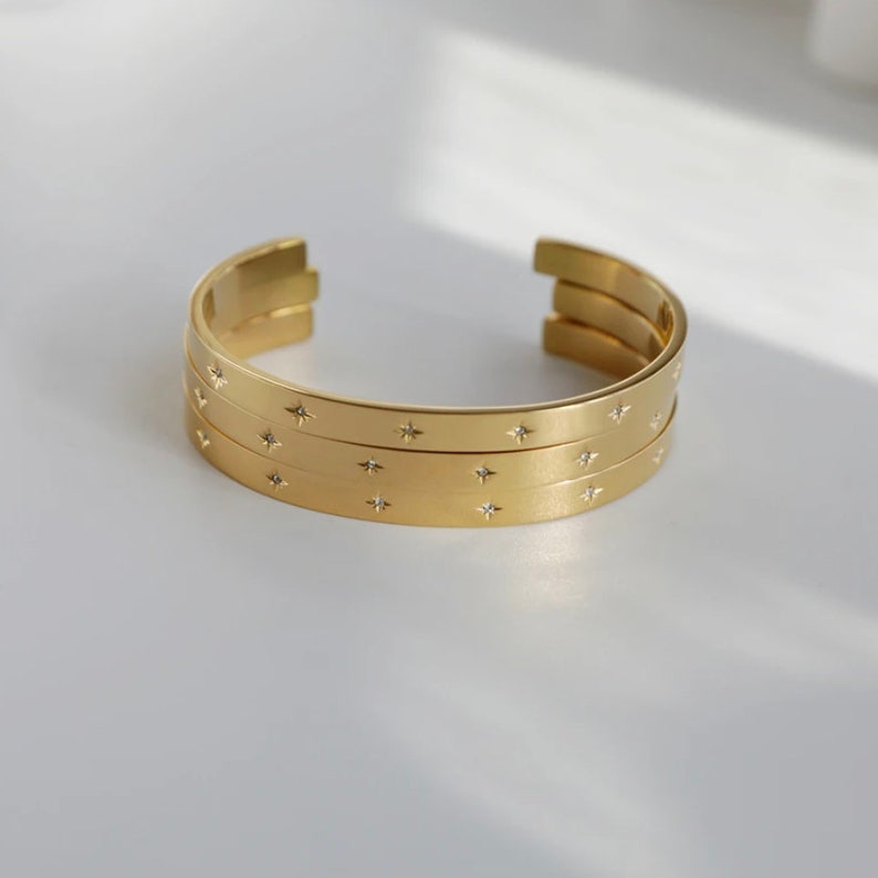 Starburst Cuff Bracelet Open-ended Adjustable Bangle Elegant Celestial ...