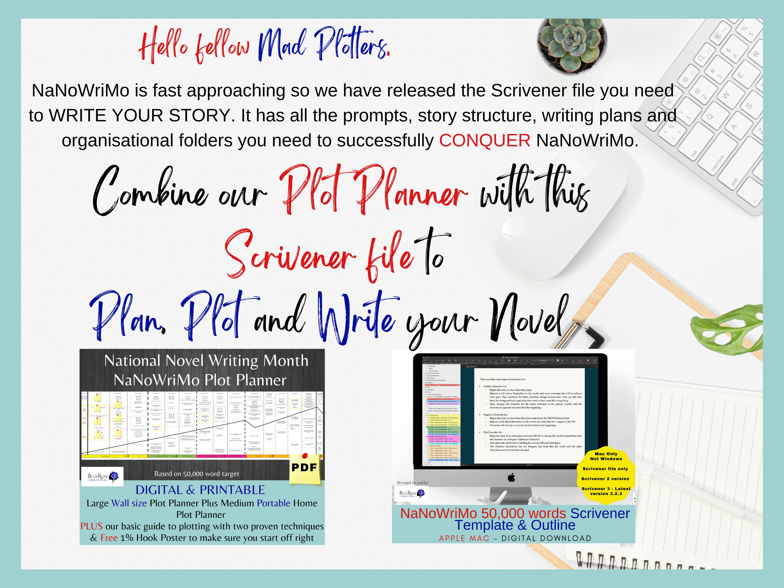 Nanowrimo 50,000 Words Scrivener Template & Outline | Writing Template | Novel Writing ...