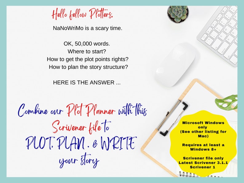 Windows Nanowrimo 50,000 Words - Scrivener Template & Outline | Plot Planner | Writing Template ...