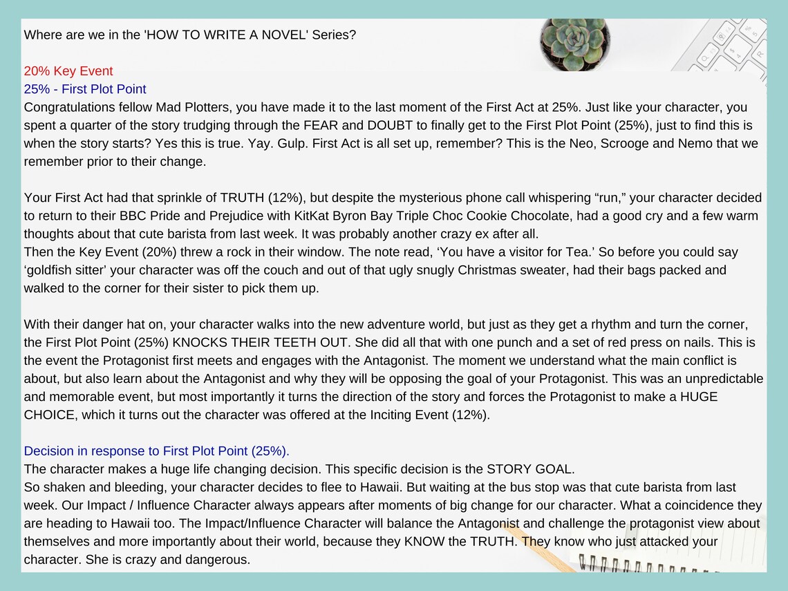 25% How to Write a Novel First Plot Point Poster Bundle - Etsy Australia