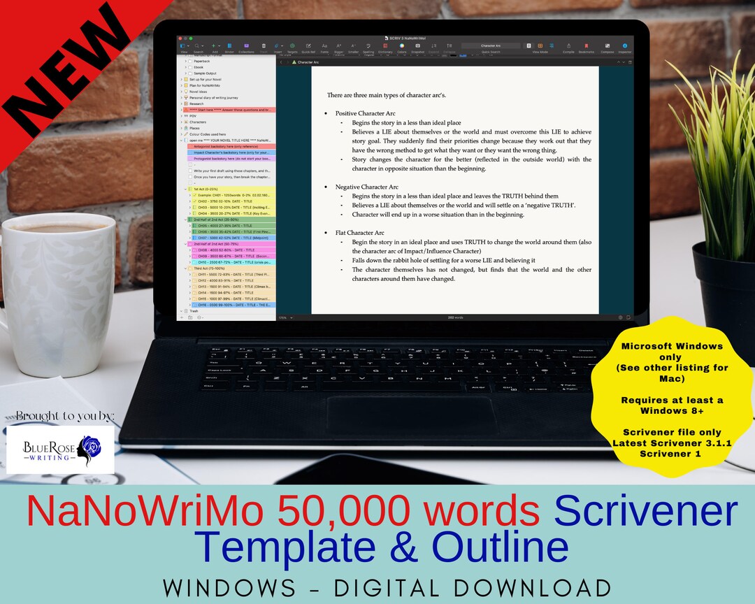 Windows Nanowrimo 50000 Words Scrivener Template & Outline - Etsy Australia
