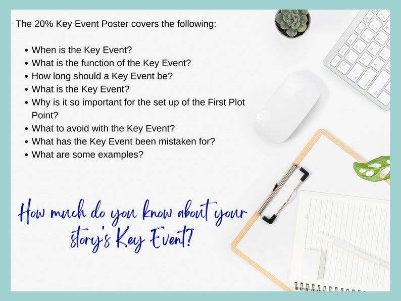 20% How to Write a Novel - Key Event Poster | Printable Planner | Plot ...
