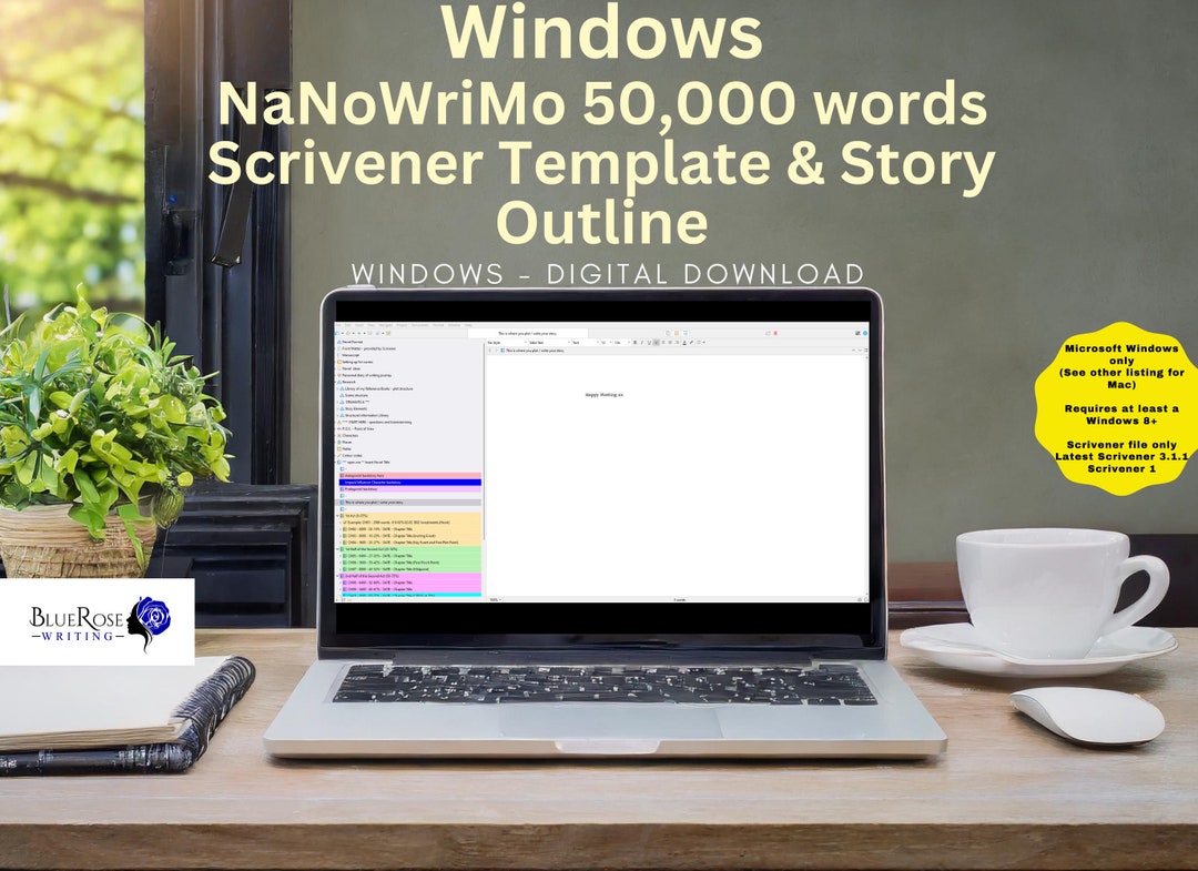 Windows Nanowrimo 50,000 Words - Scrivener Template & Outline | Plot ...