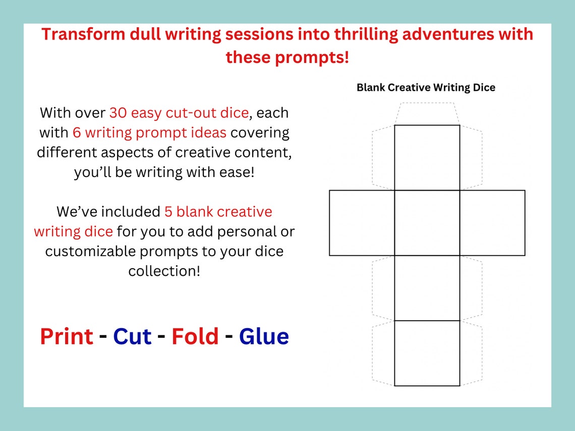 Creative Writing Dice Book | Writer Gifts | Writing Book | Writing ...