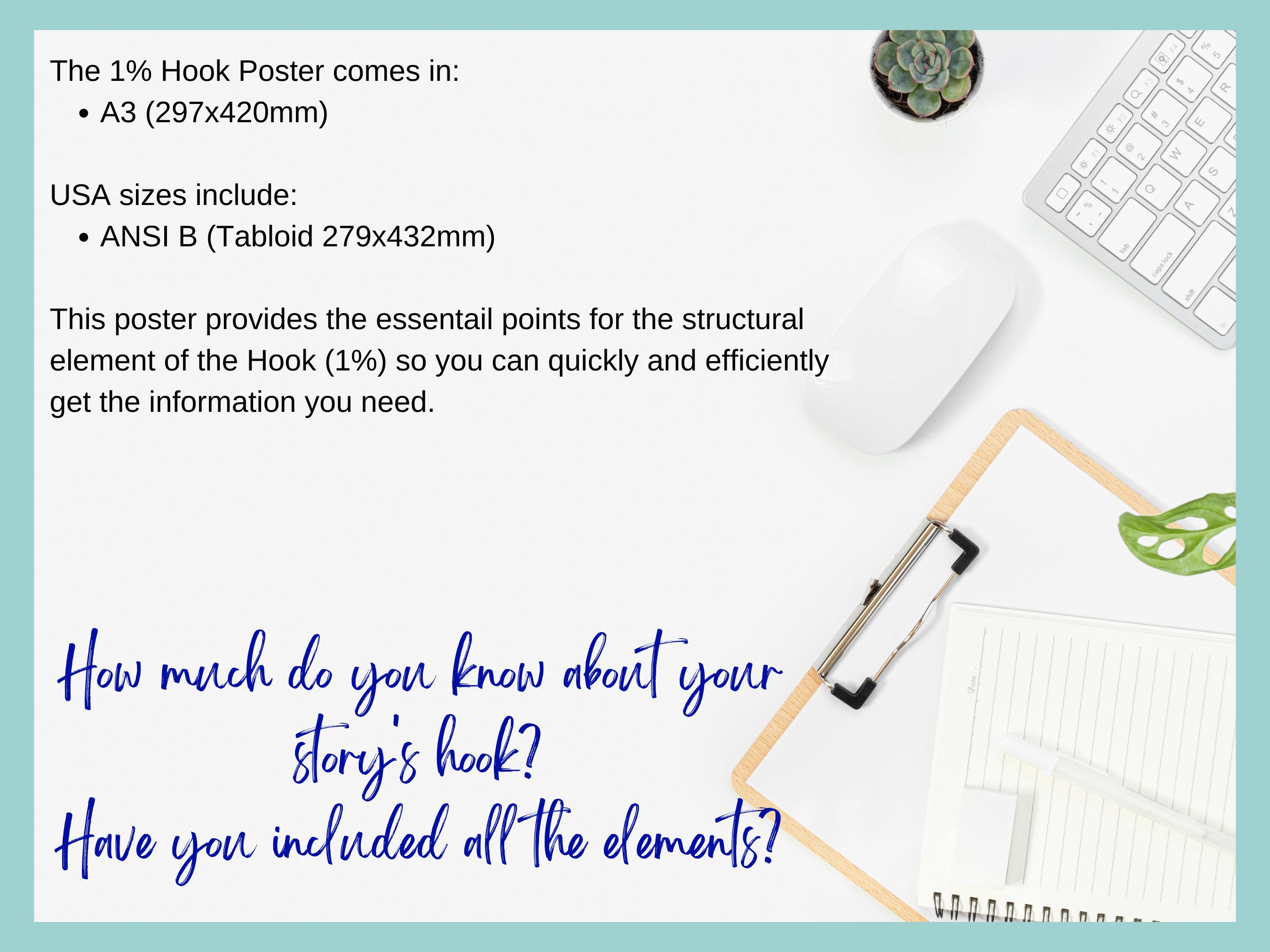 1% How to Write a Novel - Hook Poster | Writing a Book | Printable ...