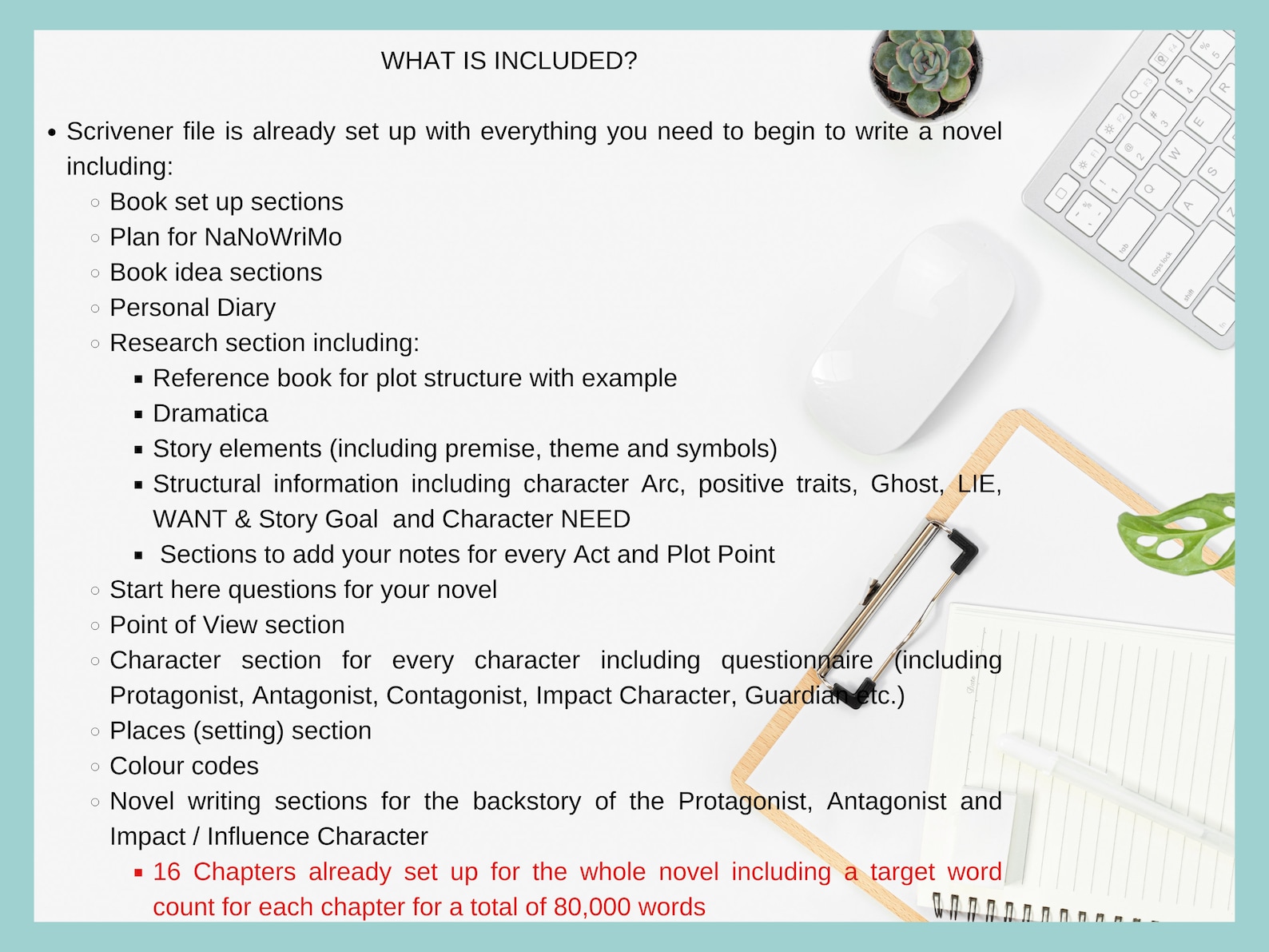 Nanowrimo 50,000 Words Scrivener Template & Outline | Writing Template | Novel Writing ...