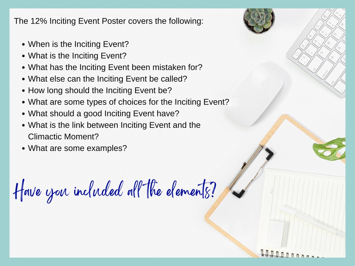 12% How to Write a Novel Inciting Event Poster Writing a Book Printable ...