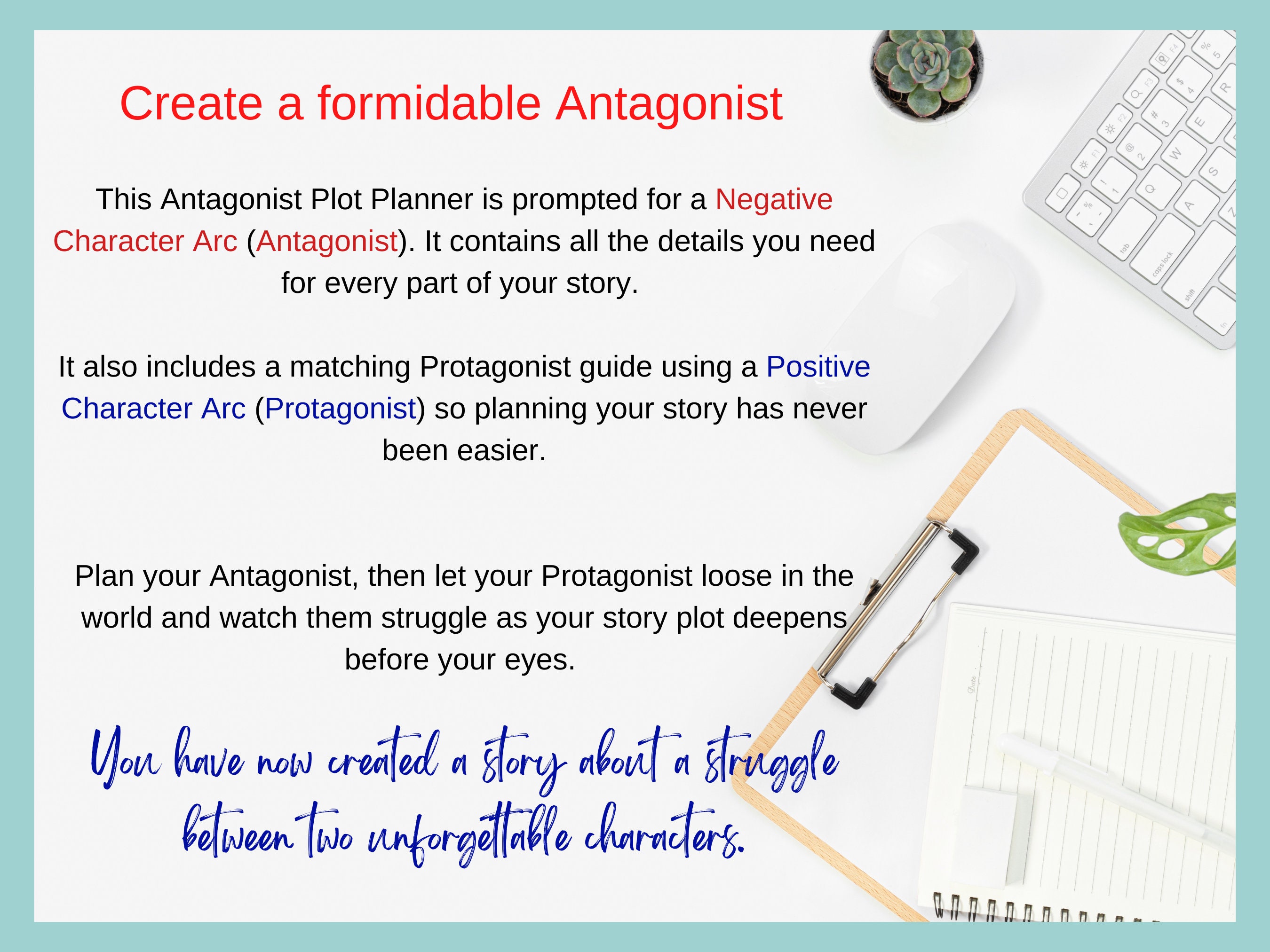 Antagonist Plot Planner | How to Write A Book | Nanowrimo | Novel ...