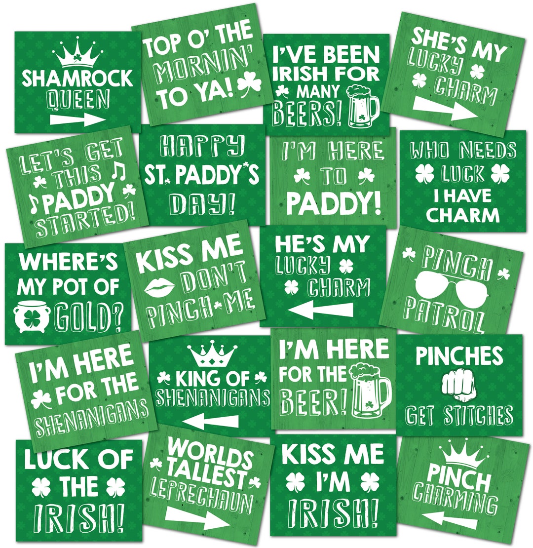 St. Patrick’s Day Photo Booth Props - 20 Designs, 8x10, Double Sided ...
