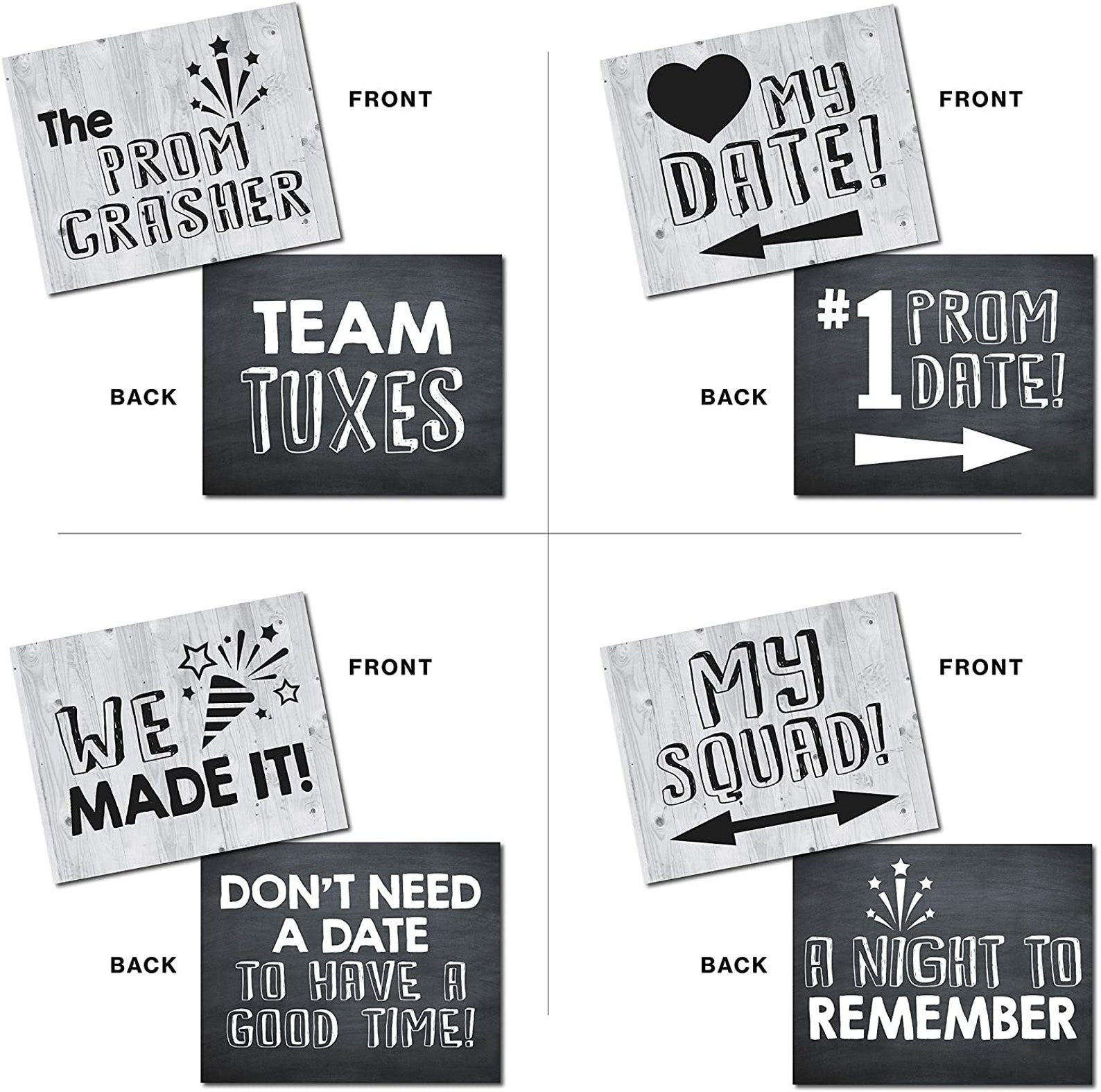 Prom Photo Booth Props - 20 Designs, 8x10, Double Sided, Prom Photo ...