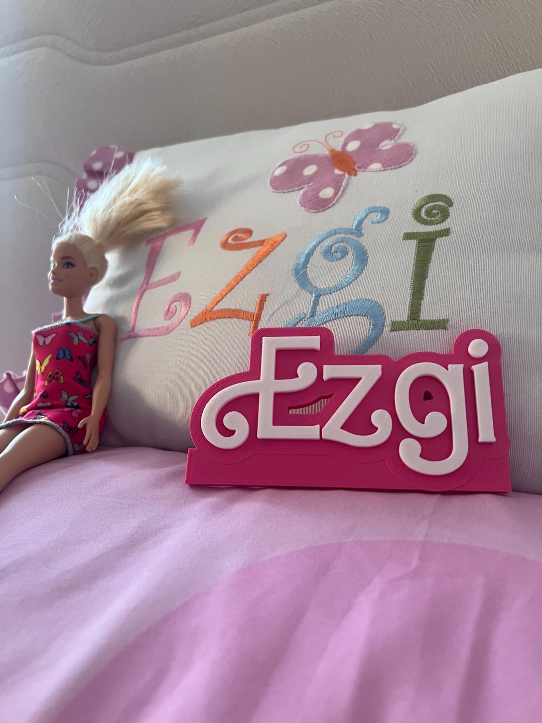 Personalized Pink Doll Fan Name Plate, Hanging Wall Decor & Desk ...