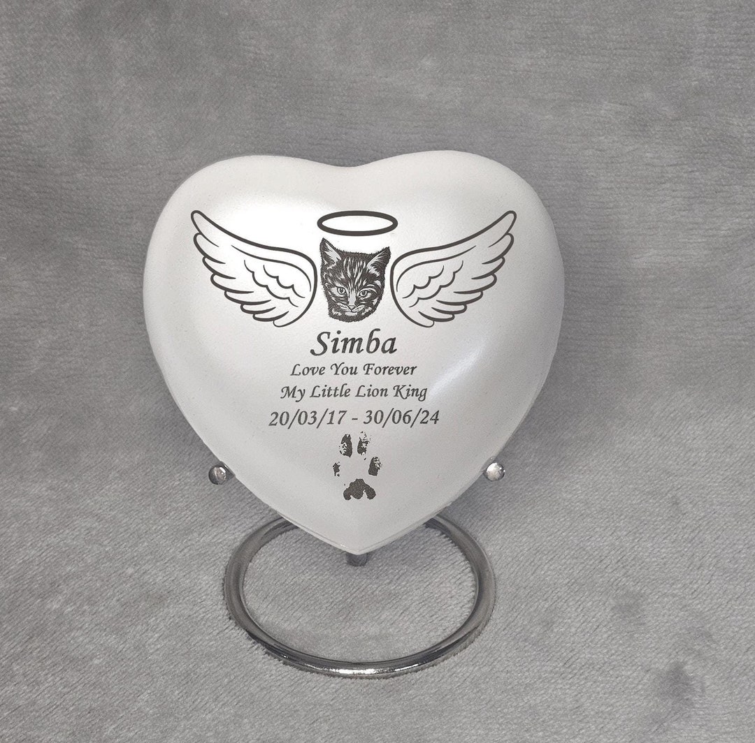Pet Urn With Picture, Angel Wings. Personalised Dog Cat Urn Photo ...