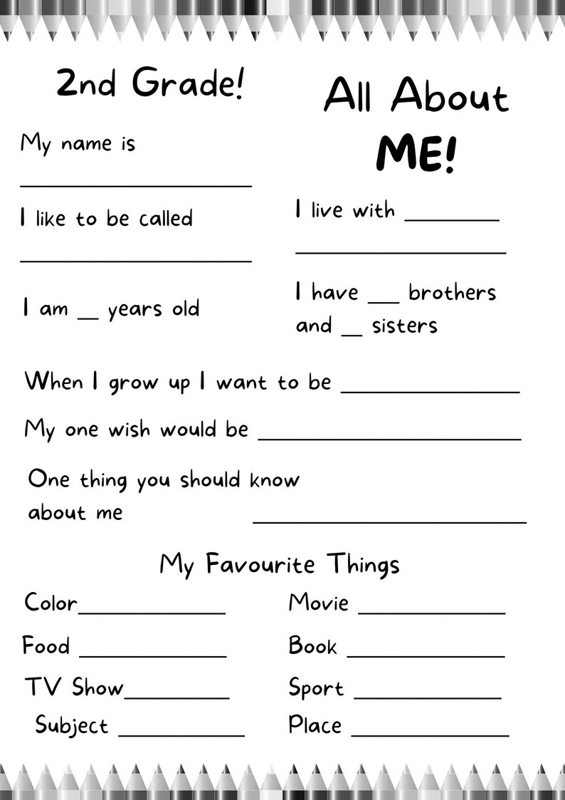 All About Me Posters 2nd Grade All About Me Print All About - Etsy