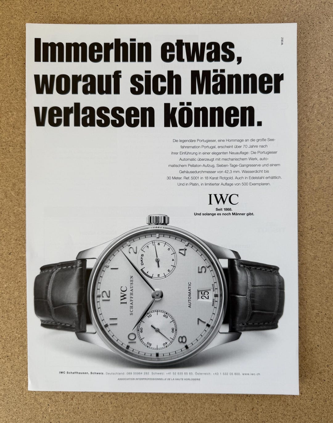 IWC Vintage Advert 2000‘s - Etsy