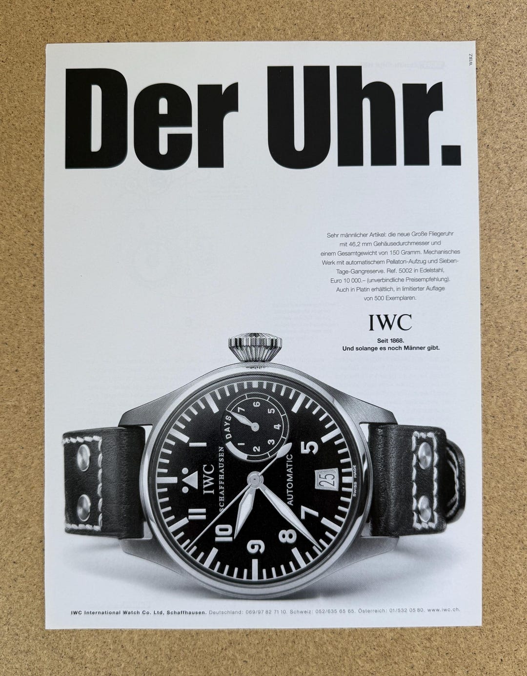 IWC Vintage Advert 2000‘s - Etsy