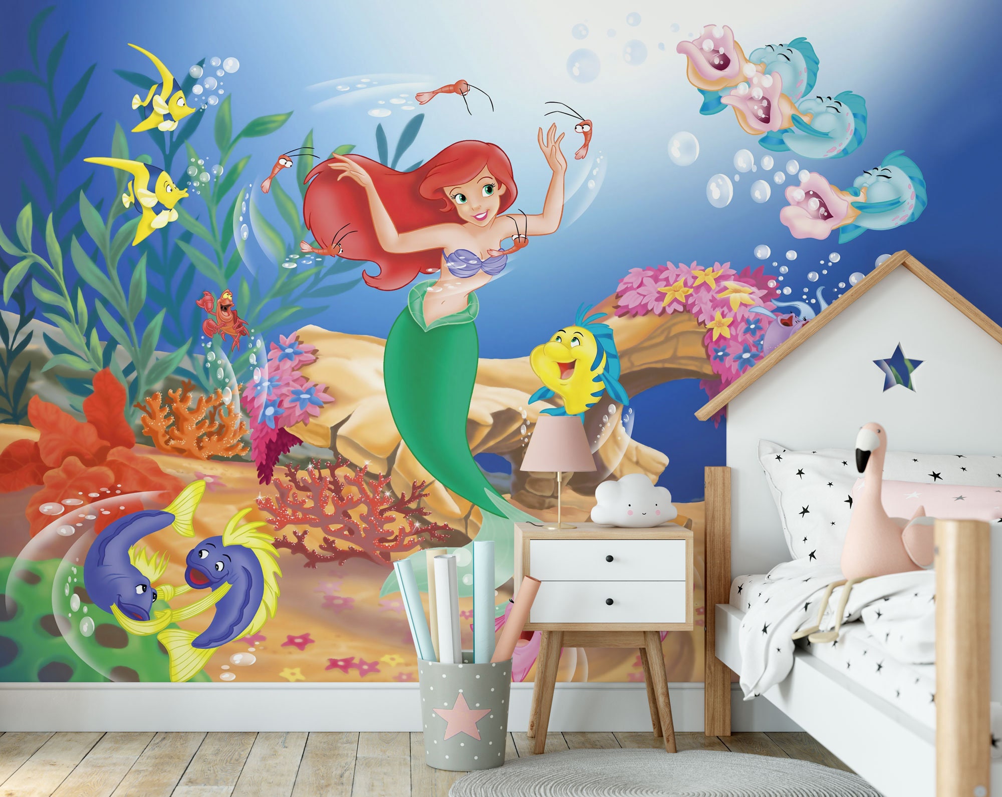 The Little Mermaid Wall Mural Ariel Wallpaper Nursery - Etsy