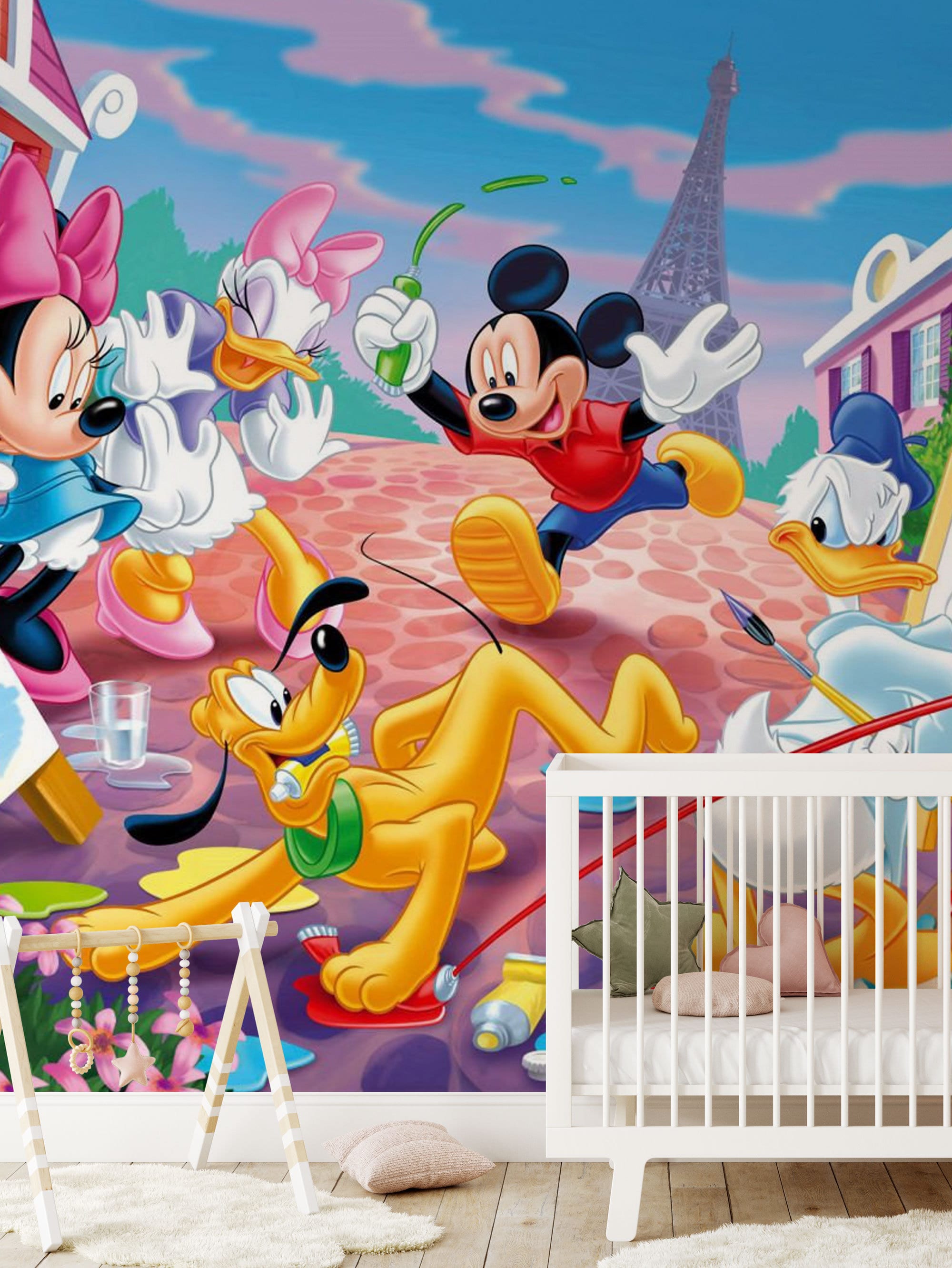 Mickey Mouse and Friends in Paris Wall Mural Mickey Mouse Wallpaper ...