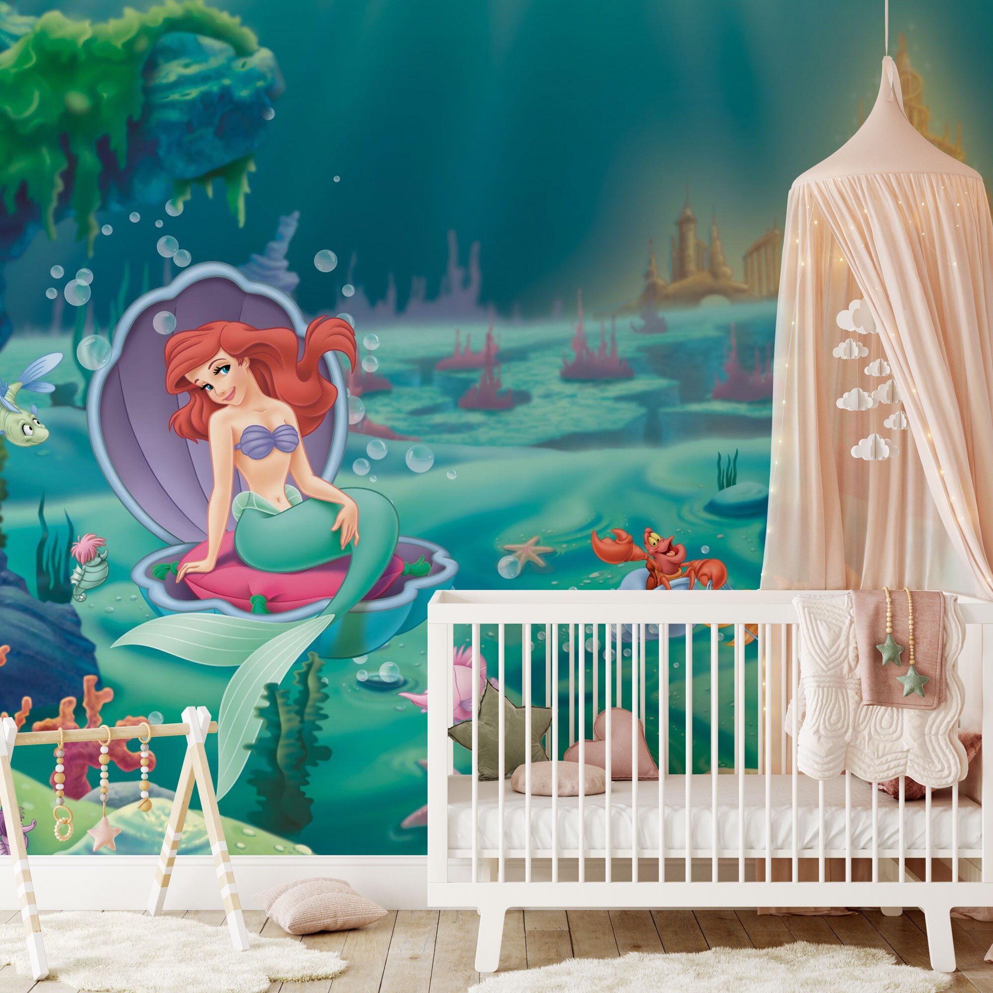 The Little Mermaid Wall Mural Ariel Wallpaper Nursery Decor Children ...
