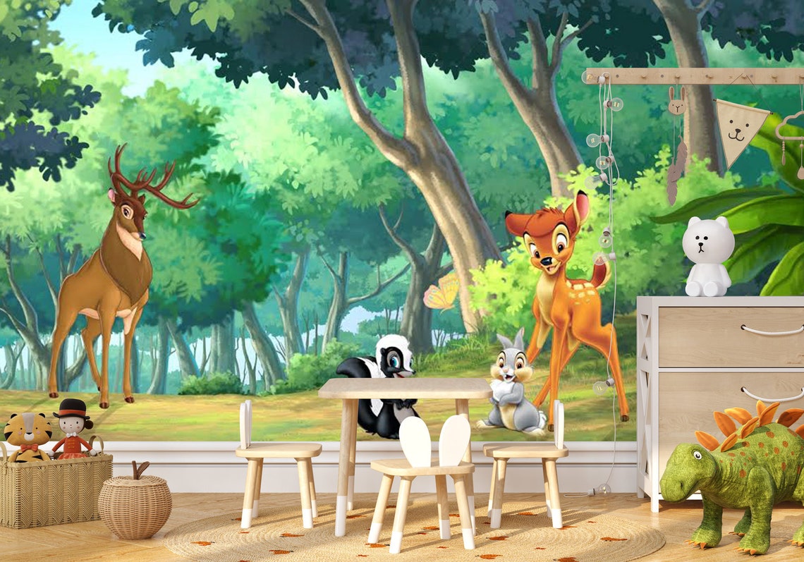 Bambi Wall Mural | A Life in the Woods Wallpaper | Nursery Decor ...