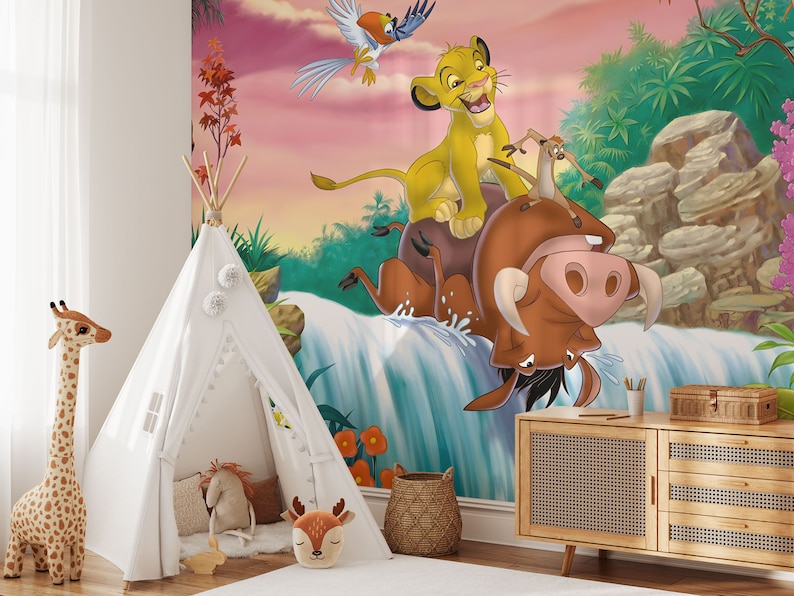 Simba and Friends Playing Around Wall Mural | Simba Wall Mural | Lion ...