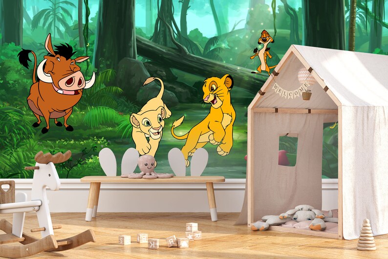 Simba Wall Mural | Lion King Wallpaper | Nursery Decor | Children ...