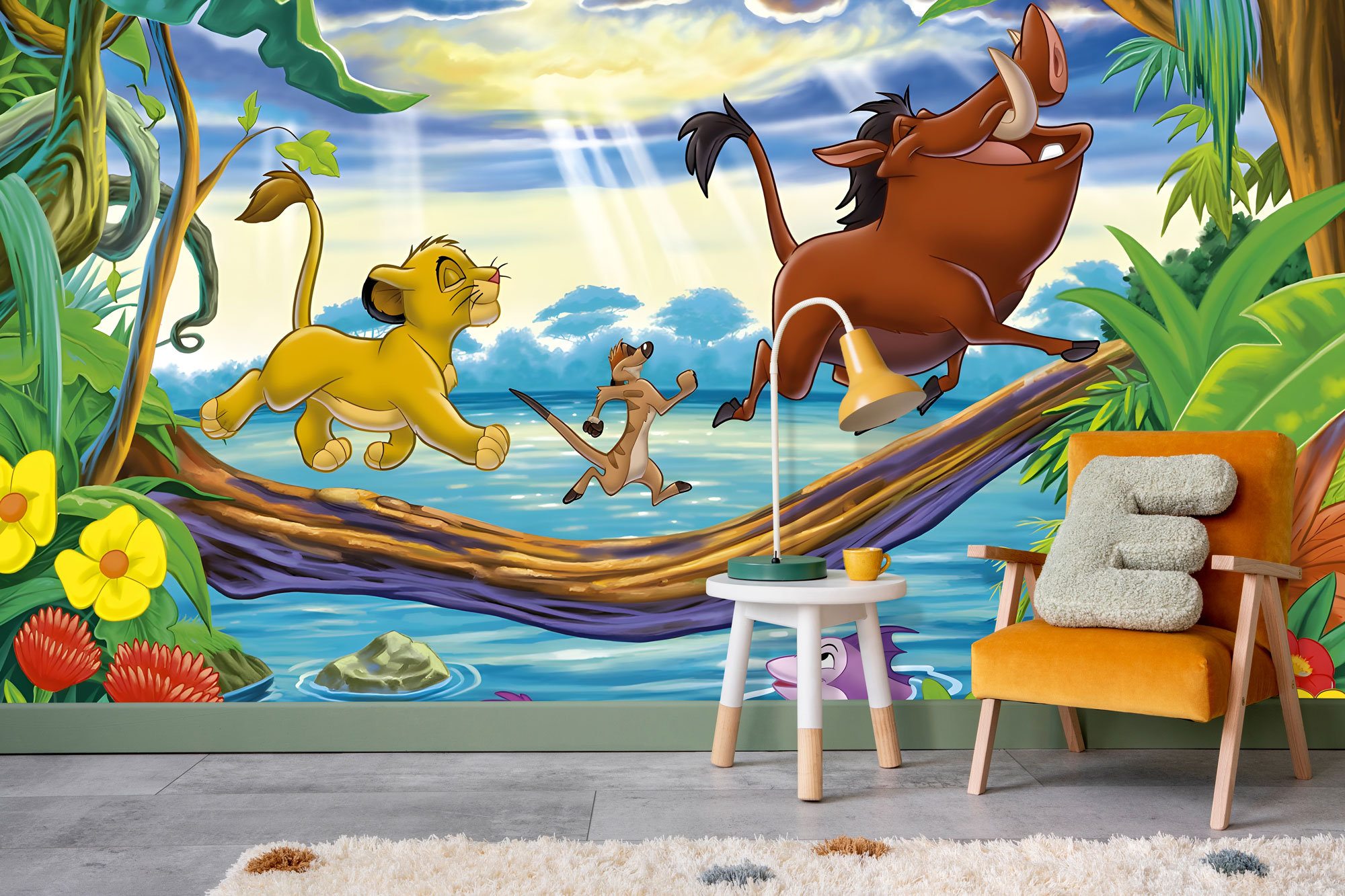 Simba and Friends on a Walk Over the River Wall Mural Simba Wall Mural ...