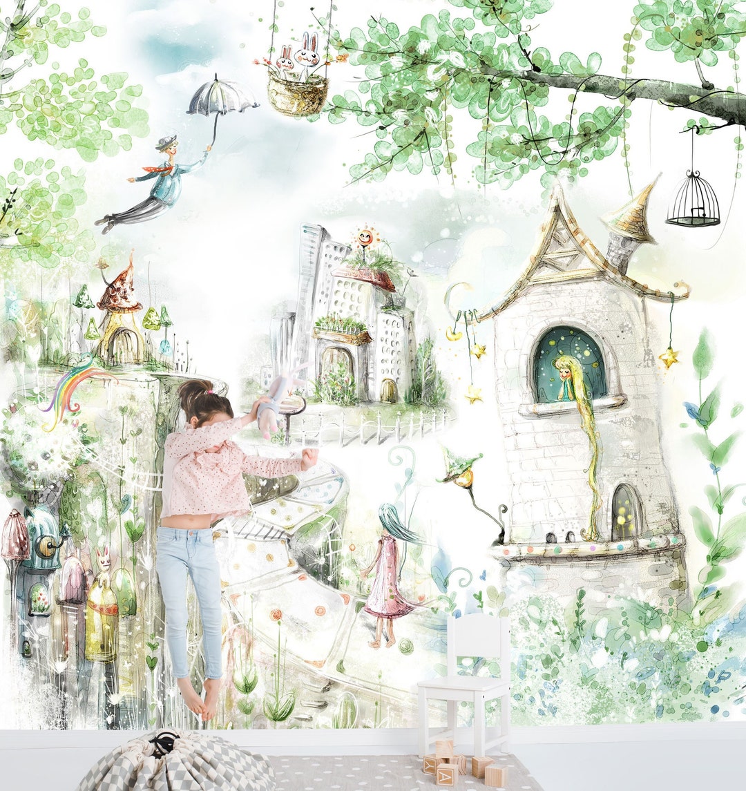 Fairy Tale Wall Mural | Fairy Tale Wallpaper | Fairy Tale Scene Wall ...