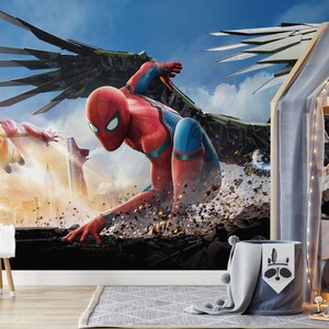 Spiderman Wall Mural | Spider-man Wallpaper | Nursery Decor | Children ...