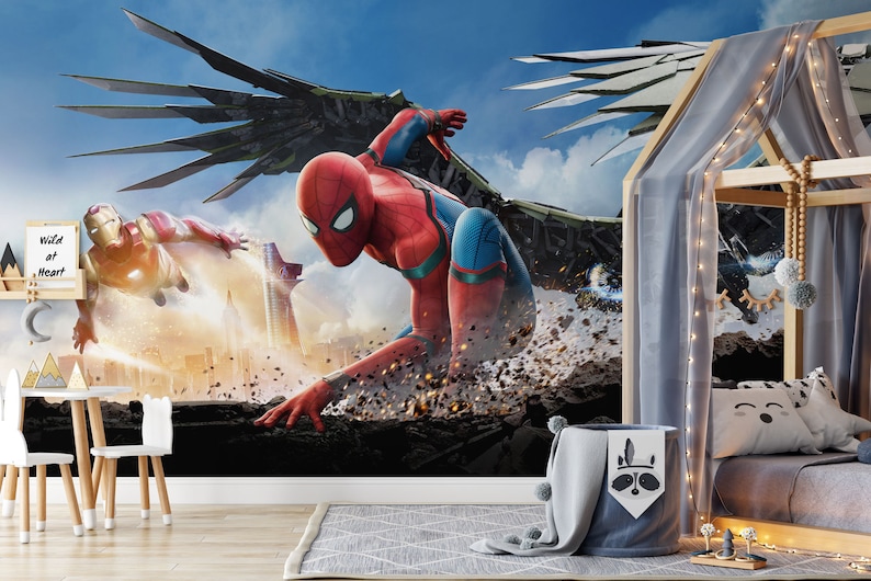 Spiderman Wall Mural Spider-man Wallpaper Nursery Decor - Etsy