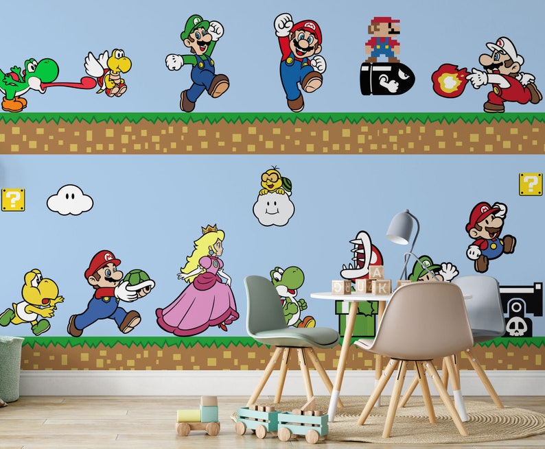 Super Mario Wall Mural | Mario Wall Mural | Super Mario Wallpaper ...