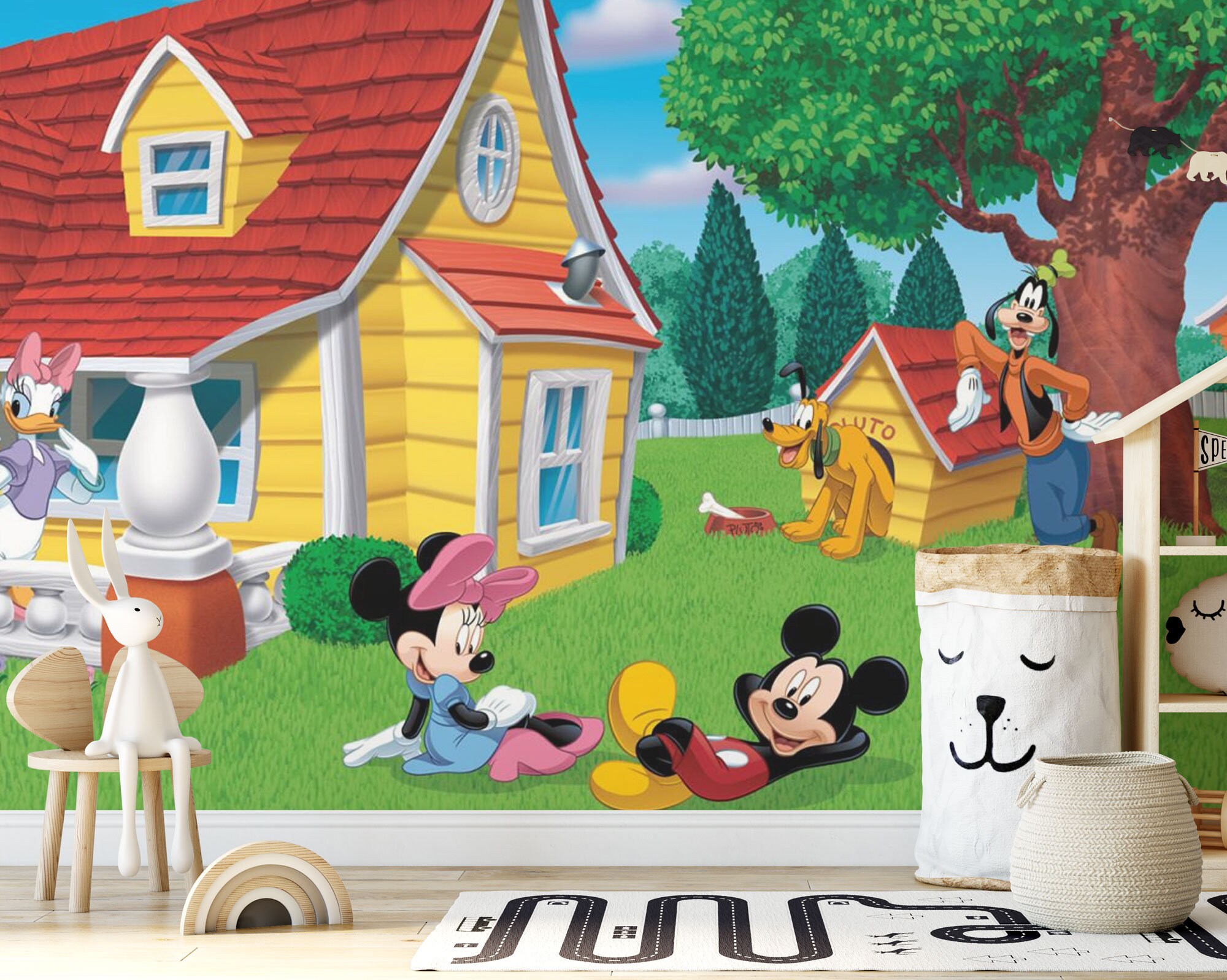 Mickey Mouse and Friends in the Backyard Wall Mural Mickey Mouse ...